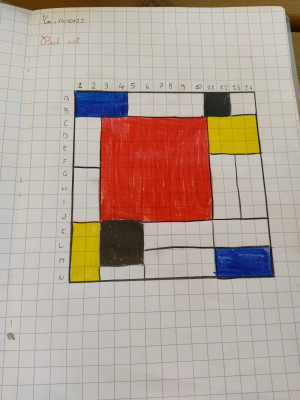 Dipinto di Mondrian in pixel art